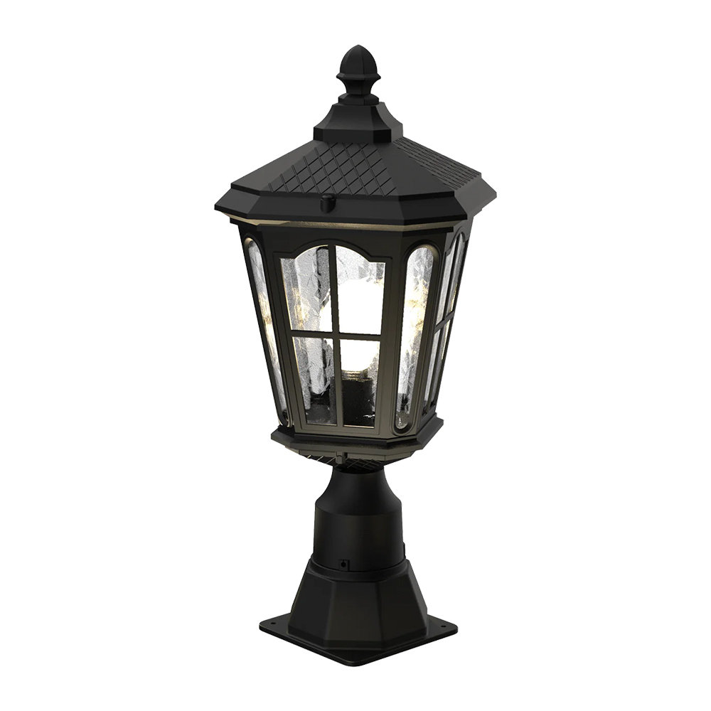 Charlton Home® Bentham 1- Light Black 22" H Glass Outdoor Pier / Post Mount Light - Delberta ...